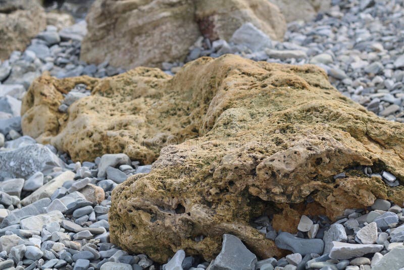 Big Stone on the Sea among the Pebbles. Stock Image - Image of designer ...