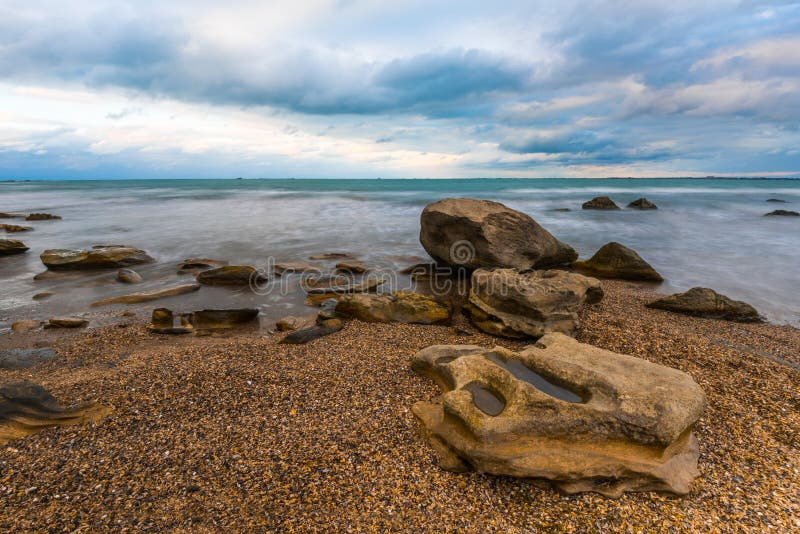Big stone on seashore stock image. Image of rocks, seashore - 61028175