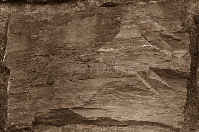A Big Stone in a Wall, Sepia Colored Stock Image - Image of nature ...