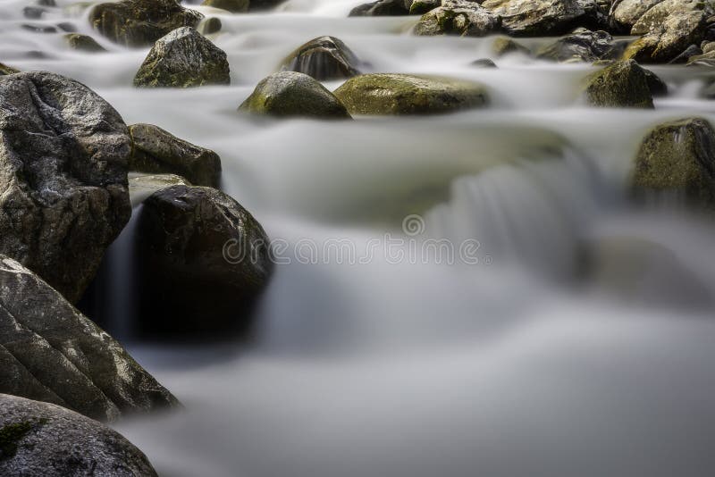 Big Stones in Mountain Flowing Stream Stock Photo - Image of natural ...