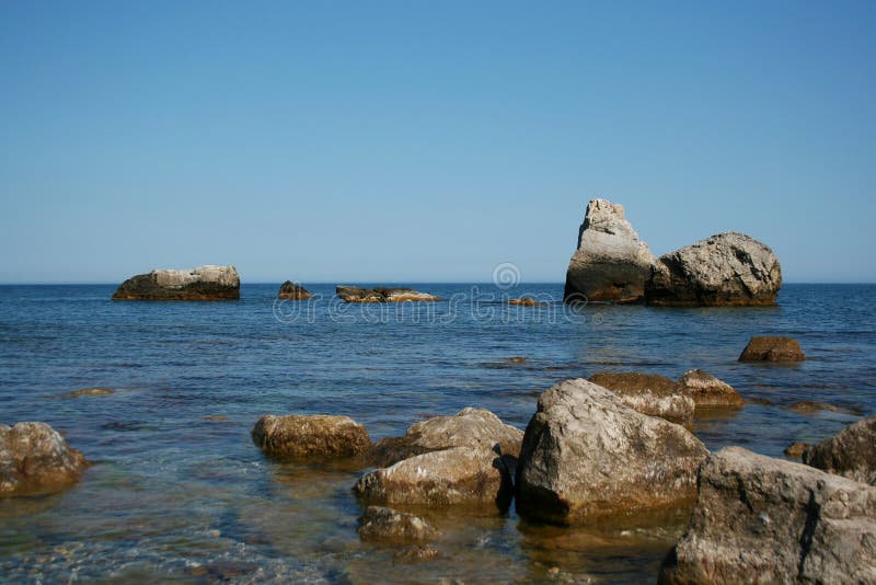 Big Stones In The Water By The Sea Stock Photo - Image of landscape ...