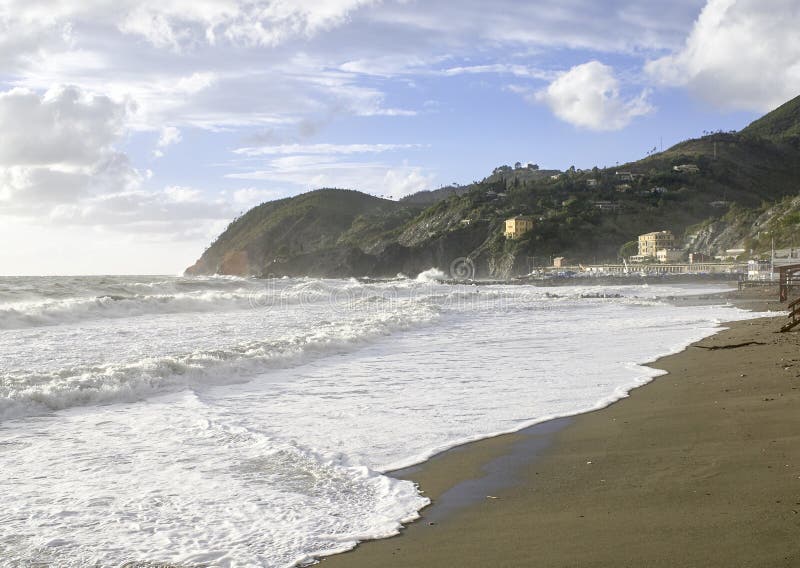 Big storm in levanto stock photo. Image of italy, wind - 80152476