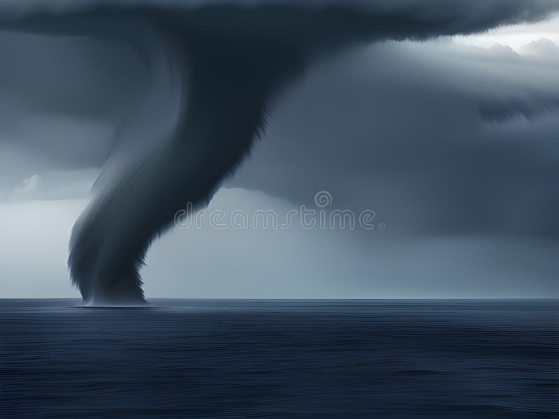 Big Storms Cause Tornadoes in the Ocean Stock Illustration ...