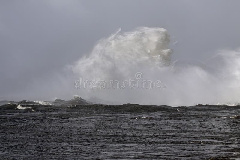 Big stormy sea wave splash stock image. Image of nature - 258058109