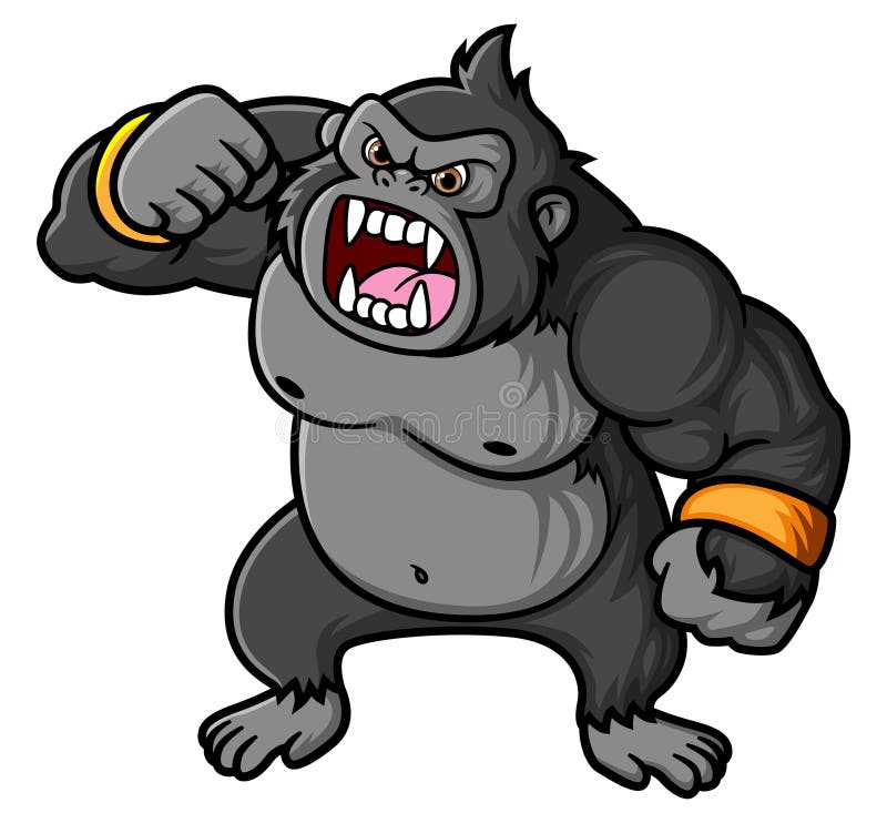 A Big and Strong Gorilla Getting Angry and Yelling Stock Vector ...