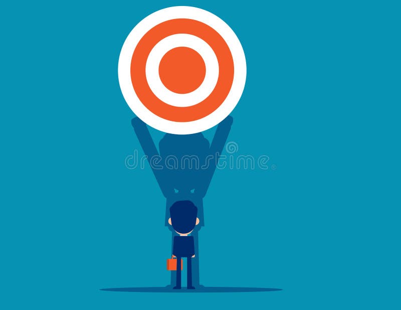 Big Strong Shadow Hold Target. Flat Business Cartoon Vector Design ...