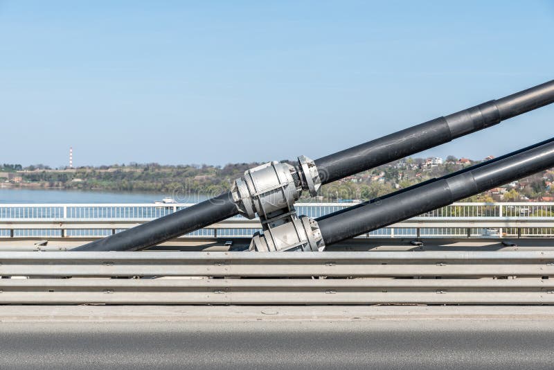 Big and Strong Steel Security Cable Connections Holding the Concrete ...