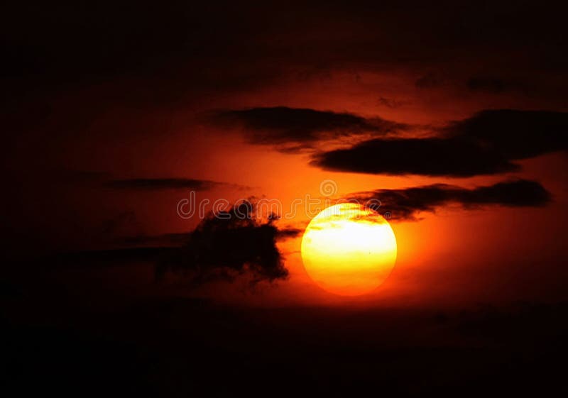 Big Sun stock image. Image of enormous, large, round, setting - 5208537