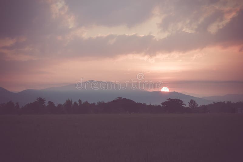 Big sun on the mountain stock photo. Image of sunrise - 69729364
