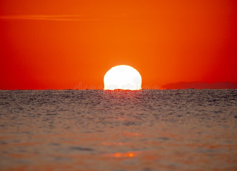 Big sun over sea sunrise stock image. Image of abstract - 190322697
