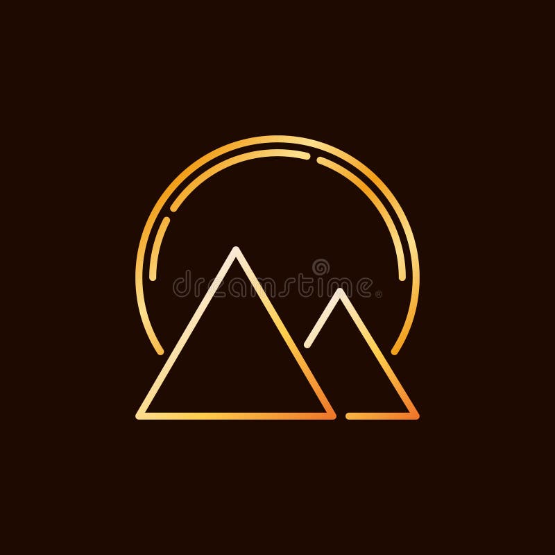 Big Sun and Pyramids in Egypt Vector Concept Thin Line Colorful Icon ...