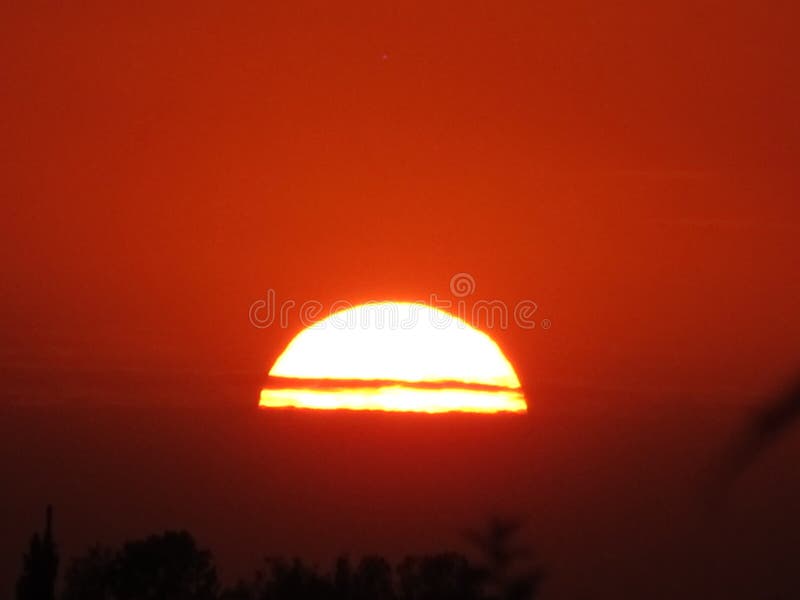 Big sun and red sunset stock image. Image of evening - 181842697