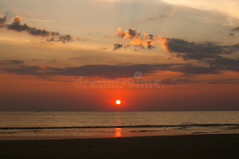 Big Sun Setting Down Over the Sea Stock Photo - Image of september ...
