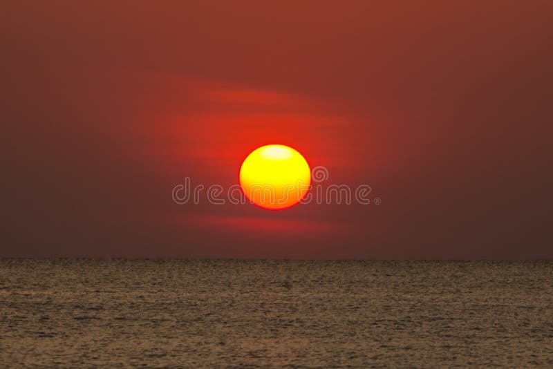 Big Sun Setting Down Over the Sea Stock Photo - Image of abstract ...