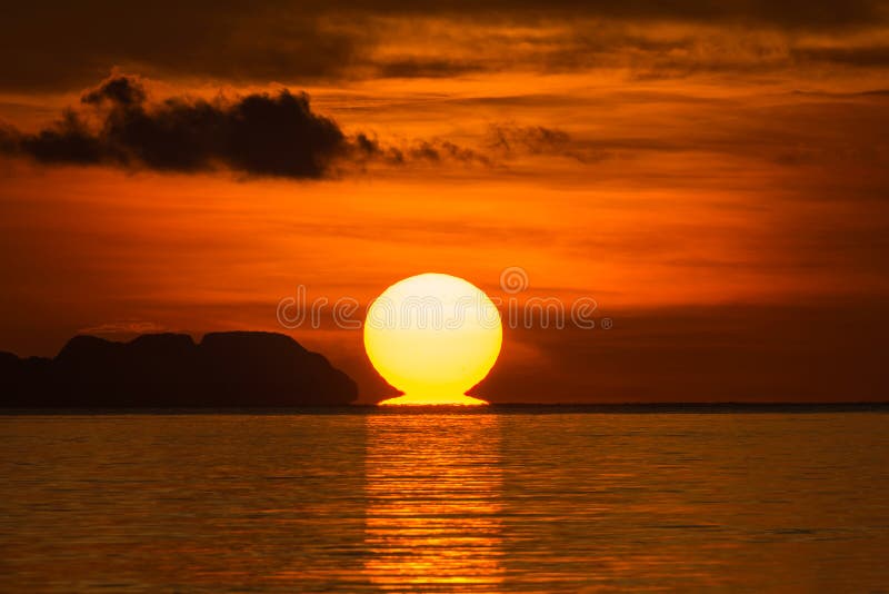 Big sun on sunrise stock image. Image of light, summer - 93995989
