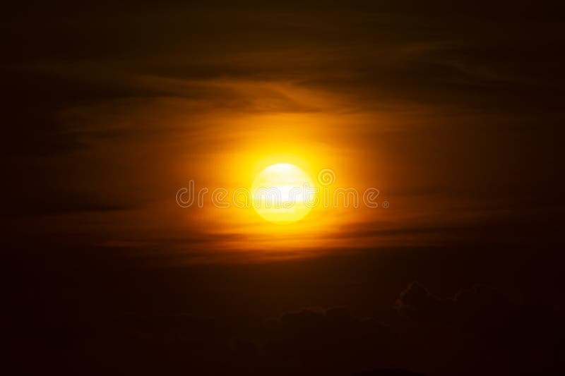 Big Sun on Sunset Sky with Dark Clouds Stock Photo - Image of sunshine ...