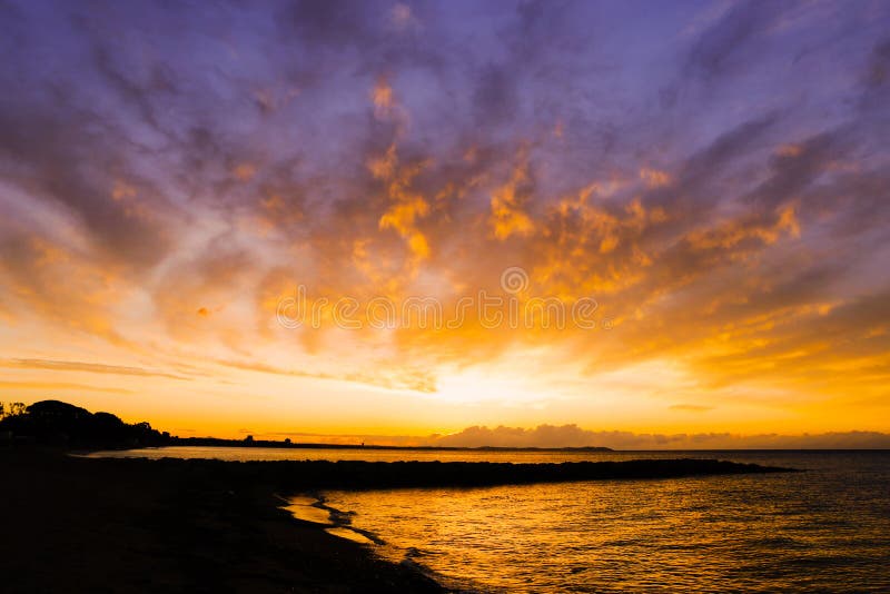 Big Sunrise stock photo. Image of orange, mountains, water - 48790334
