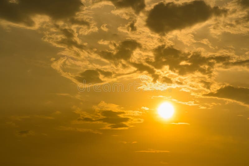 Big Sunset Sun on the Background of Small Clouds Stock Photo - Image of ...