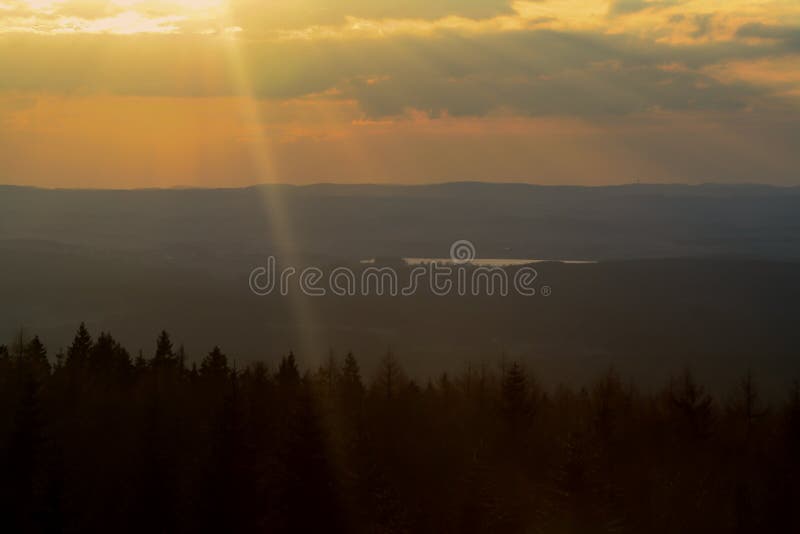 Big Sunset View Over the Forest in Bavaria Stock Image - Image of coast ...