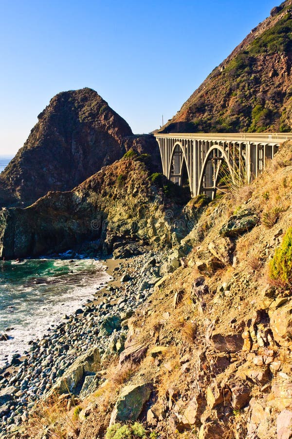 California Coast and Route 1 Bridge Stock Image - Image of drive, mile ...