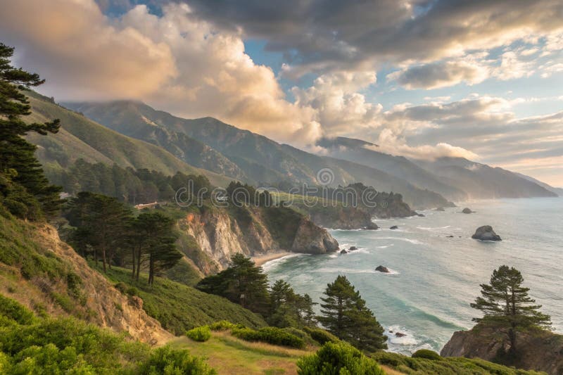 Big Sur California. Generated Using AI. Stock Illustration ...