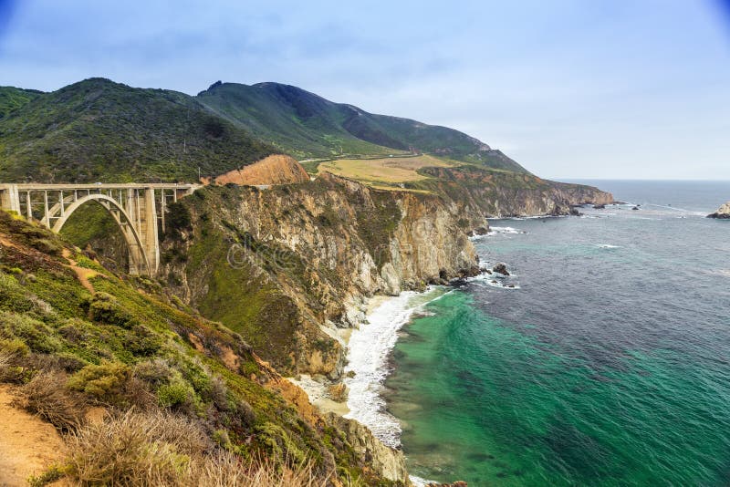 California Coast and Route 1 Bridge Stock Image - Image of drive, mile ...