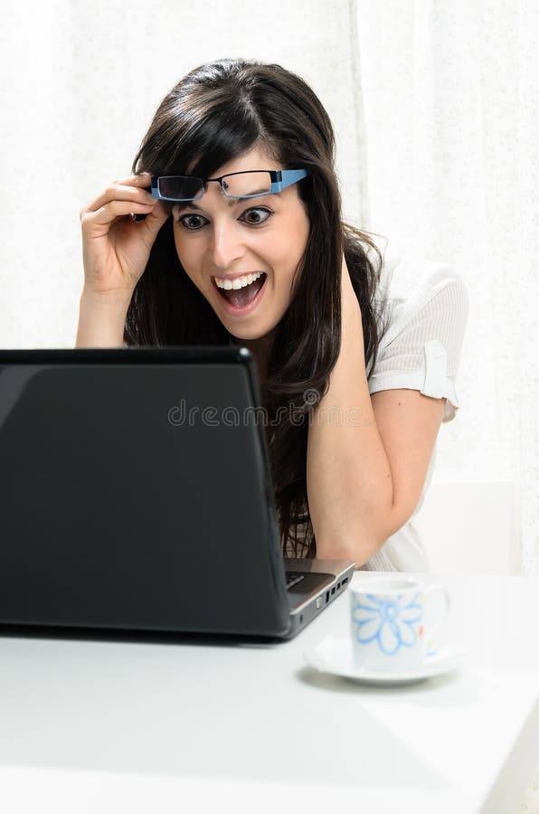 Big surprise in Laptop stock image. Image of study, wonder - 24515509