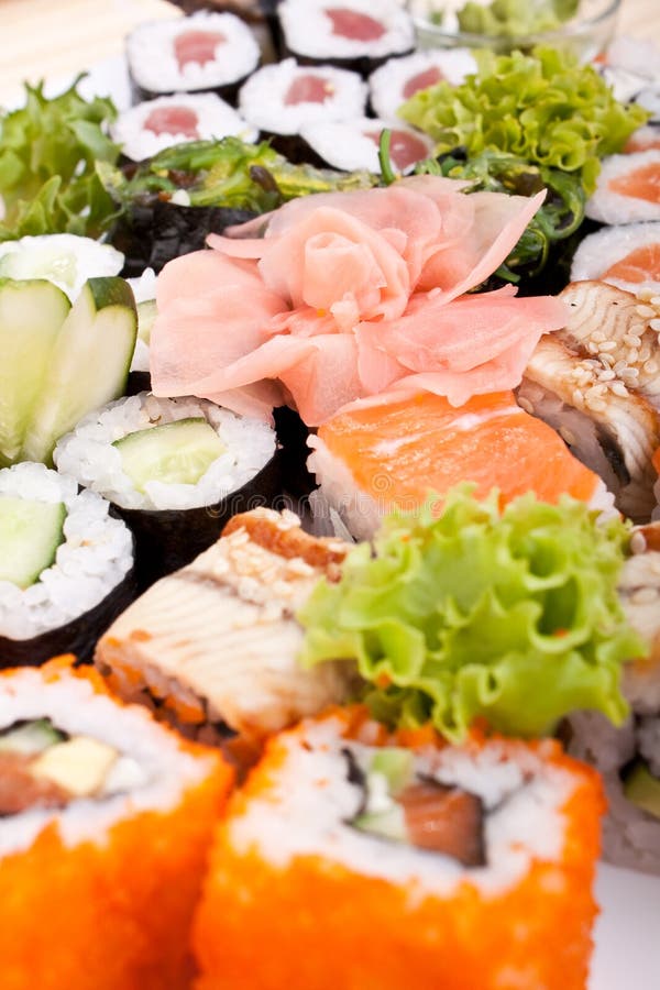 Big sushi set stock image. Image of cheese, fish, green - 10828229