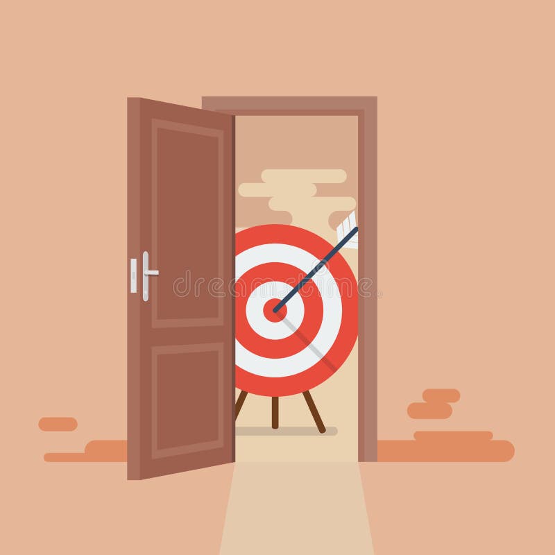 Big Target Behind Opened Door Stock Vector - Illustration of concept ...