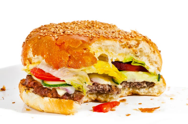 Big tasty bitten burger stock photo. Image of fast, cucumber - 27494122