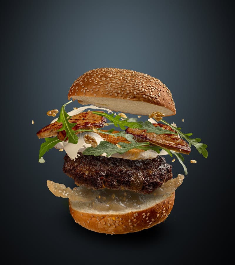 Big tasty hamburger stock image. Image of menu, burger - 212294513