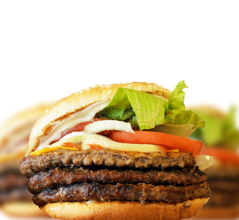 Big Tasty Hamburger Isolated on White Stock Photo - Image of food ...