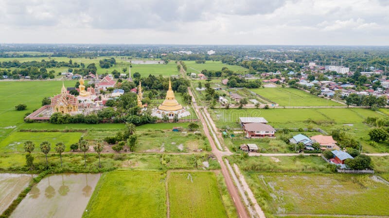 Big Temple Center Green Farm Stock Image - Image of color, climate ...