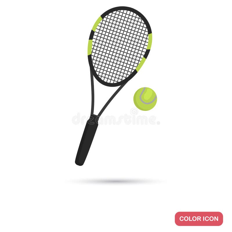 Big Tennis Racket and Ball Color Flat Icon for Web and Mobile Design ...