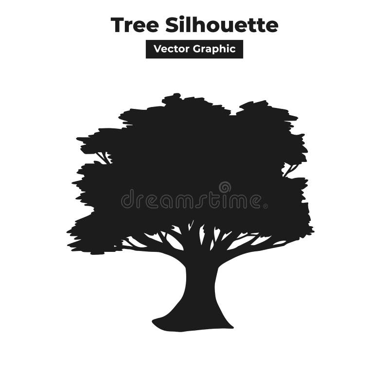 Big Thick Old Tree Vector Graphic Silhouette Design Stock Vector ...