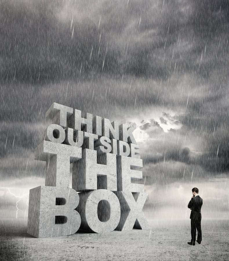 Big think outside the box stock illustration. Illustration of rainy ...
