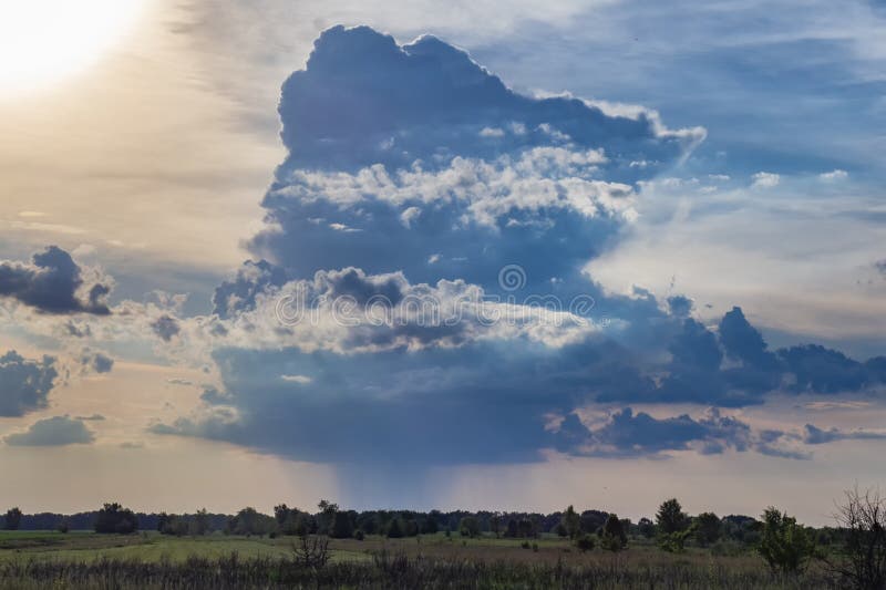 Big Thunderstorm Cloud with Rain Stock Image - Image of scenic ...