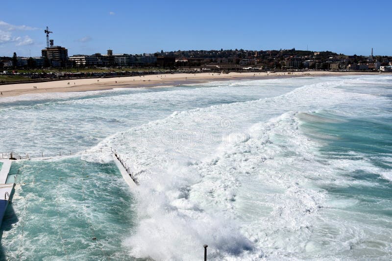 Big Tide at Bondi Beach after a Big Storm Stock Image - Image of ocean ...