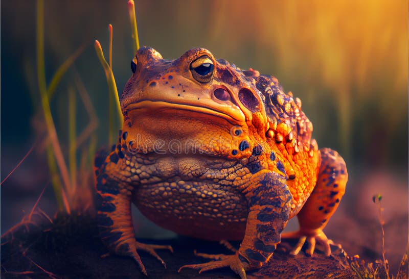 A Big Toad Lives in a Swamp. Evening Time Stock Illustration ...