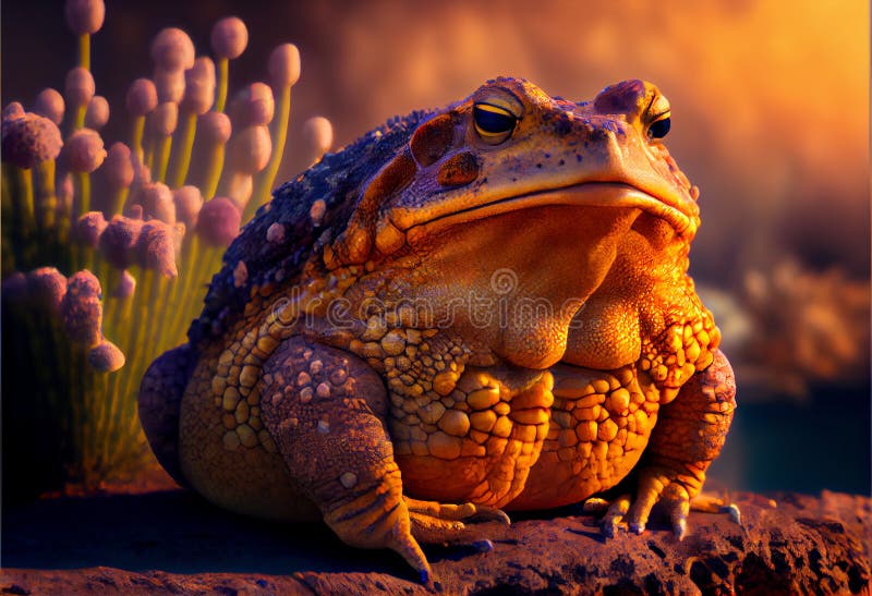 A Big Toad Lives in a Swamp. Evening Time Stock Illustration ...