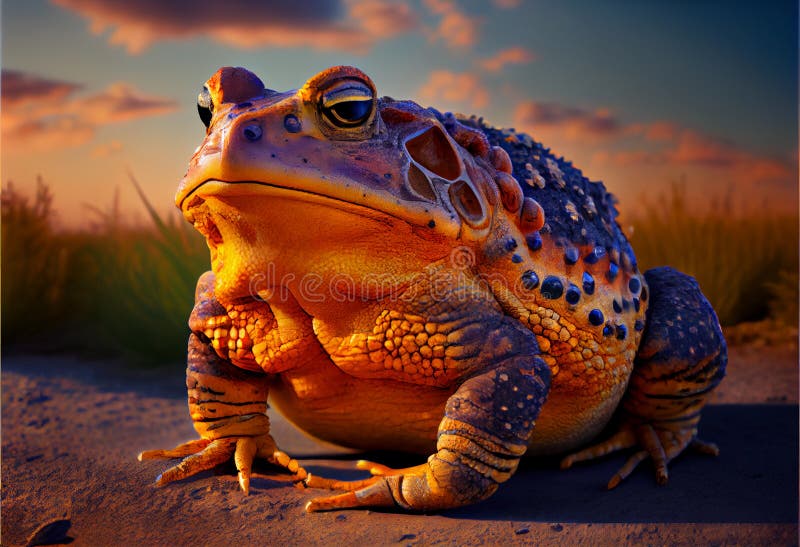 A Big Toad Lives in a Swamp. Evening Time Stock Illustration ...
