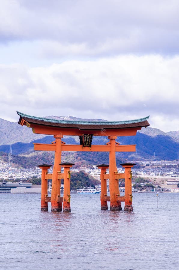 A Big Torii Gate at Miyajima, Japan Editorial Stock Image - Image of ...