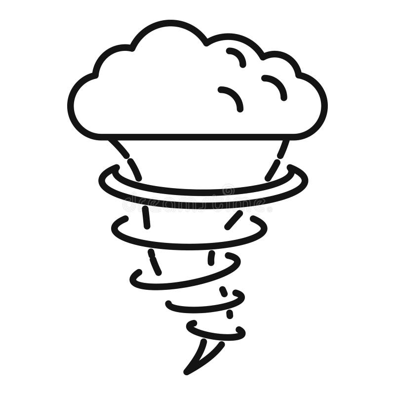 Big Tornado Forming from Cloud Outline Icon Stock Illustration ...