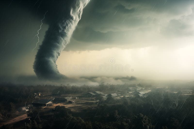 Big Tornado Over a City, Danger Nature Stock Illustration ...