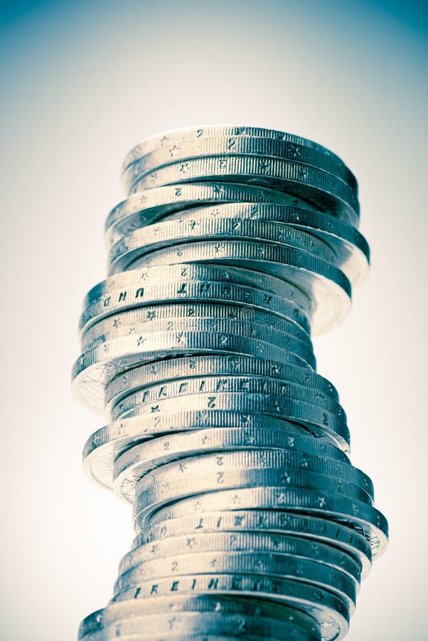 Big tower of euro coins stock image. Image of banking - 13255009