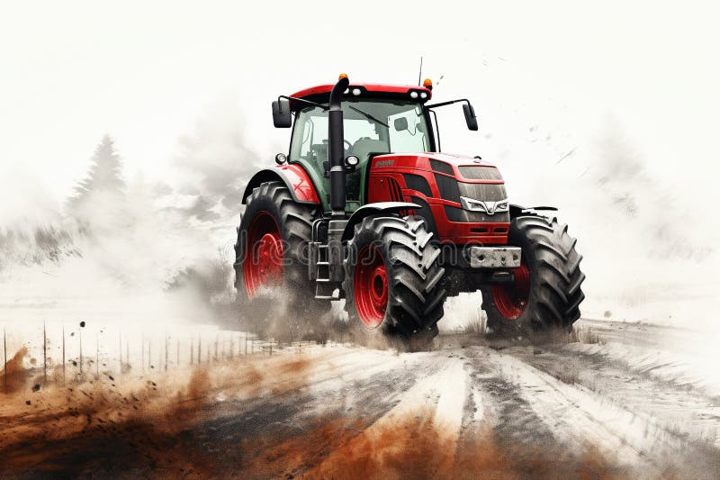 Big Tractor on a Field in Spring. Generative AI Stock Image - Image of ...