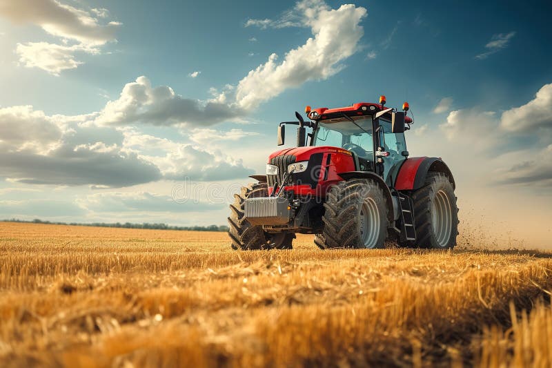 Big Tractor on a Field in Spring. Generative AI Stock Photo - Image of ...