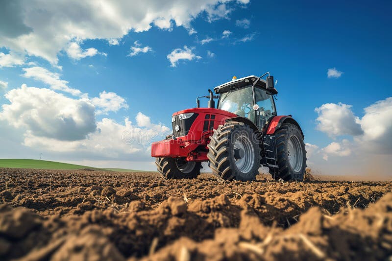 Big Tractor on a Field in Spring. Generative AI Stock Image - Image of ...