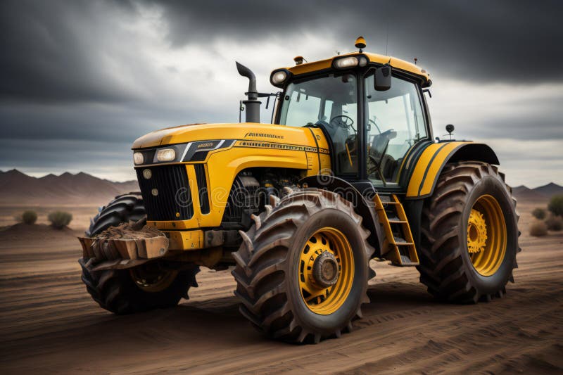 Big Tractor in the Middle of the Desert. Generative Ai Stock ...