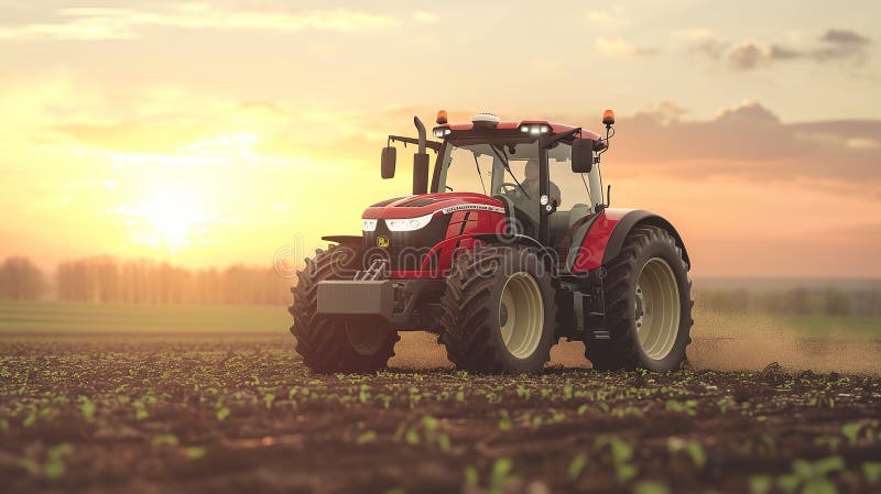 Big Tractor on a Soybean Field in Spring. Generative AI Stock ...